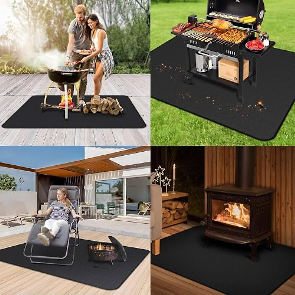 EC Technology Under Grill Mat EC TECH, 60 x 48 Inch Grill Mat Under Desk, Double-Sided Fireproof Oil-Proof Mats for Fire Pit, Charcoal, Gas Grills, Smokers, BBQ