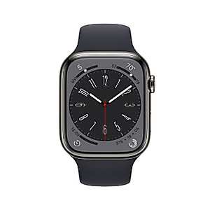 Apple Watch Series 8 (GPS + Cellular, 45MM) Graphite Stainless Steel Case with Midnight Sport Band, M/L (Renewed Premium)