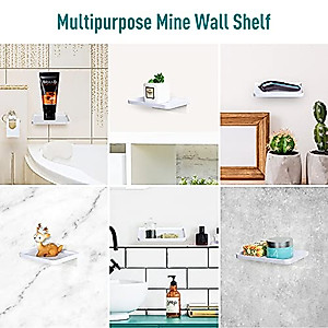 Chunful 2 Pieces Wall Phone Holder Adhesive Phone Wall Mount Universal Phone Shelf Plastic Cell Phone Stand for Most Smartphones in Bathroom Kitchen Toilet, White