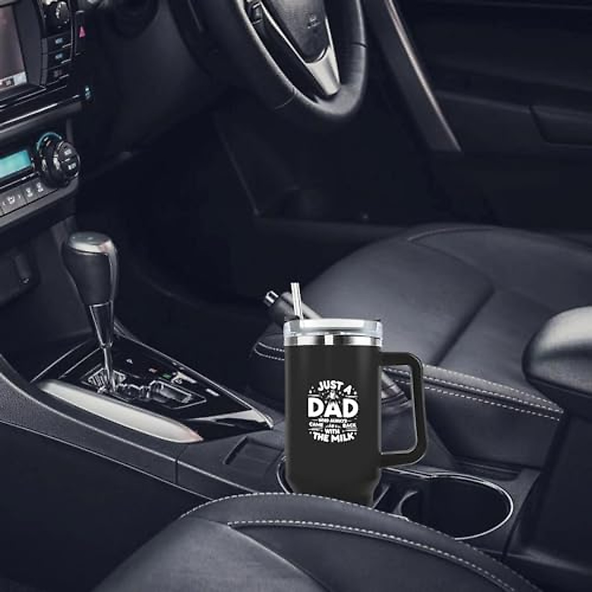 liabiliies Just A Dad Who Always Came Back With The Milk Tumbler 40 oz Tumblers with Handle and Straw Insulated Tumblers Stainless Steel Tumbler