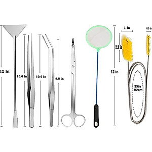 Lxiyu 7 in 1 Aquarium Aquascaping Tools Kits,Stainless Steel Aquarium Plant Tools Tweezers Scissors Scrapers for Aquarium Tank Clean Fish Tank Aquascape Tools Sets