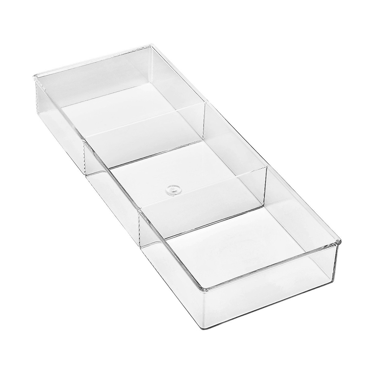 Whitmor 6-Section Clear Drawer Organizer & 3 Section Small Easy Clean Clear Plastic Resin Drawer Organizer