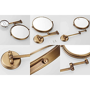 KARAOT Wall-Mounted Makeup Mirror, Shaving Mirror 3X Magnification, Normal Double-Sided Round Bathroom Vanity Mirror Swivel, Extendable and Folding, 360° Free Rotation, for Shaving, Makeup