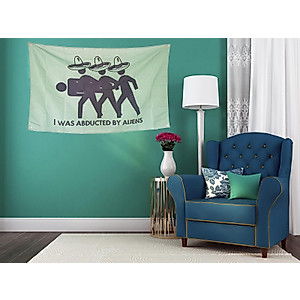 OINEIZ I Was Abducted By Aliens Funny Flags for Room Guys Teen College Dorm, 3x5 Outdoor Meme Cool Flags Boys Man Cave Fun Cheap Party Bedroom Frat House Wall Décor (Green-2)