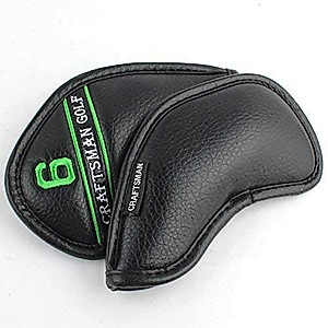CRAFTSMAN GOLF 12pcs Black Synthetic Leather Golf Iron Head Covers Set Headcover with Colorful Number Embroideried,Easily get The Needed Iron for Callaway, Ping, Taylormade, Cobra Etc.