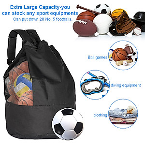 Brynnl Extra Ball Bag ,Large mesh equipment bag black , Soccer Ball Bag with Adjustable Shoulder Strap ,600D Oxford Cloth mesh sports bag for Holding Soccer/Football/Volleyball(Holds 15 Balls)