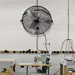 HealSmart 24 Inch Industrial Wall Mount Fan, 3 Speed Commercial Ventilation Metal Fan