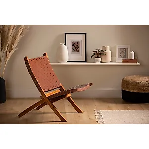 South Shore Balka Woven Leather Lounge Chair, Auburn