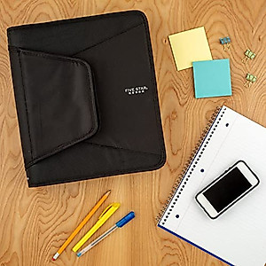 Five Star 1-1/2 Inch Zipper Binder, 3 Ring Binder, 3-Pocket Expanding File, Durable, Black (72204)