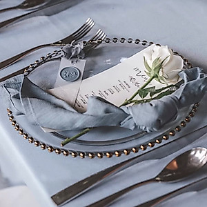 mwellewm Charger Plates Set of 12 and 24 Pack Napkin Rings, Acrylic Gold Beaded Clear 13 Inch Chargers for Dinner Serving Plates Decor Wedding, Party, Decoration