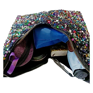 WIGUYUN Womens Mermaid Sequins Shoulder Bag Reversible Sequin Handbag Purse Sparkling Tote Shiny Hobo Bag,Black