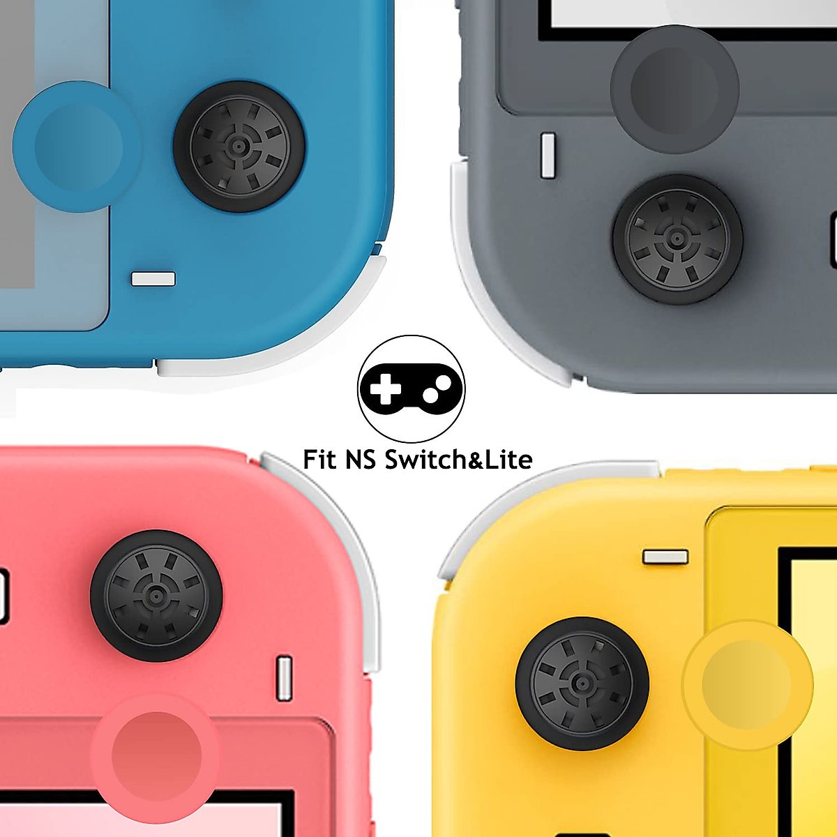 Ferkurn Switch Joycon Thumb Grip Joystick Replacement Cap, Switch Lite Joy con Grip Button Stick Cover Switch Joystick Grip Cap Replacement Part 3D Analog Cap Joy-con Controller Repair Kit Accessories