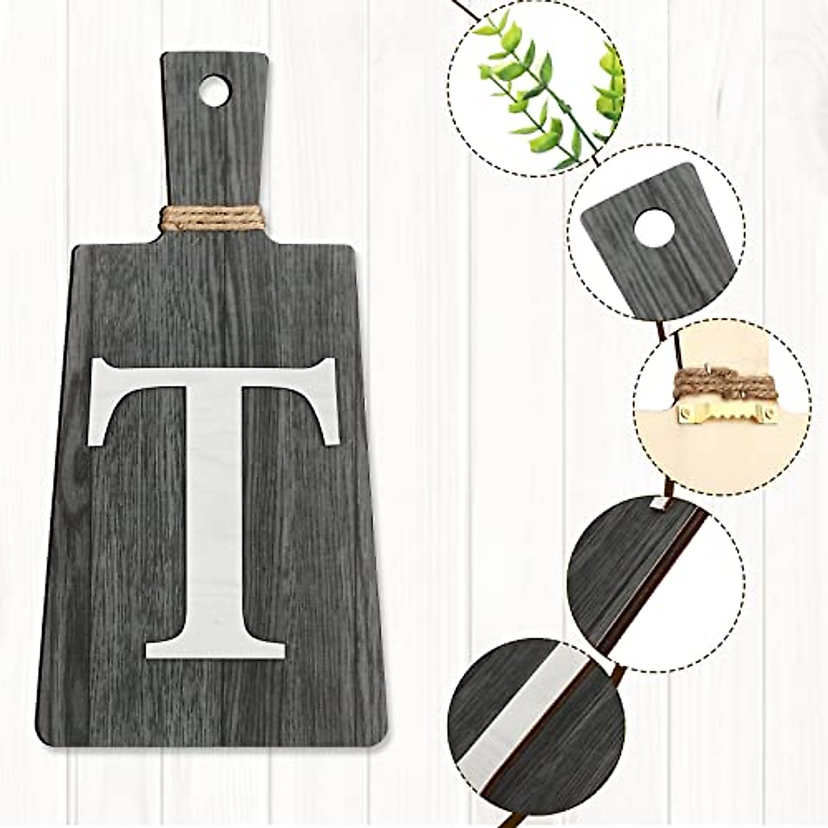 Jetec Cutting Board Eat Sign Set Hanging Art Kitchen Eat Sign Fork and Spoon Wall Decor Rustic Primitive Country Farmhouse Kitchen Decor for Kitchen and Home Decoration (Black, White, Gray)