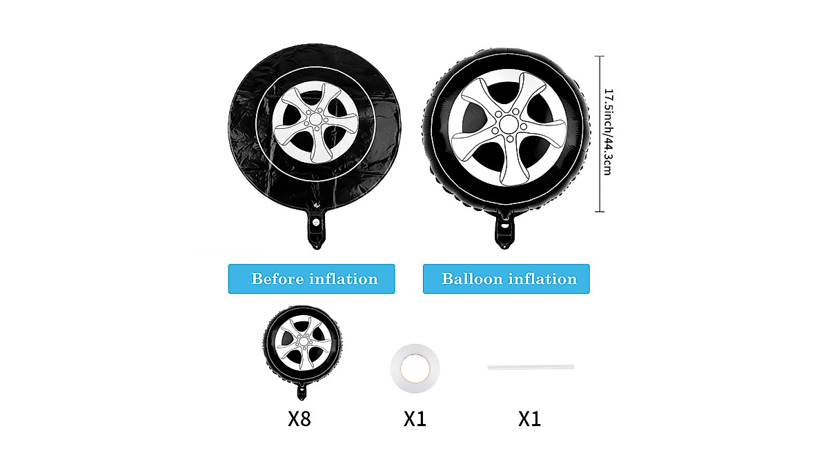 Waenerec 8pcs Tire Balloons for Race Car Parties