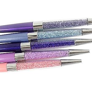 Gullor 5PCS Bling Bling Silm Crystal Diamond Retractable Ballpoint Pen - Style A