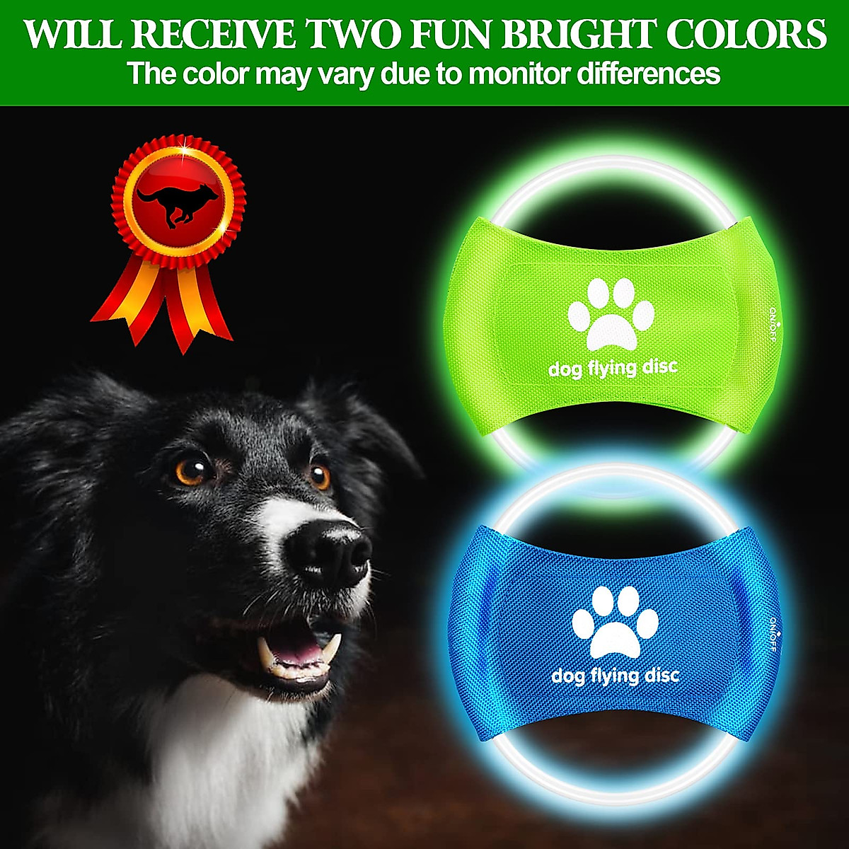 VPCOIKPZA 2 PCS Dog Flying Disc Dog Toys Glow in The Dark Flying Saucer Small/Medium/Large Breeds-Dog Training Ring, Floating Dog Ring Toys for Throwing, Catching, Grabbing Flying Toy for Dogs