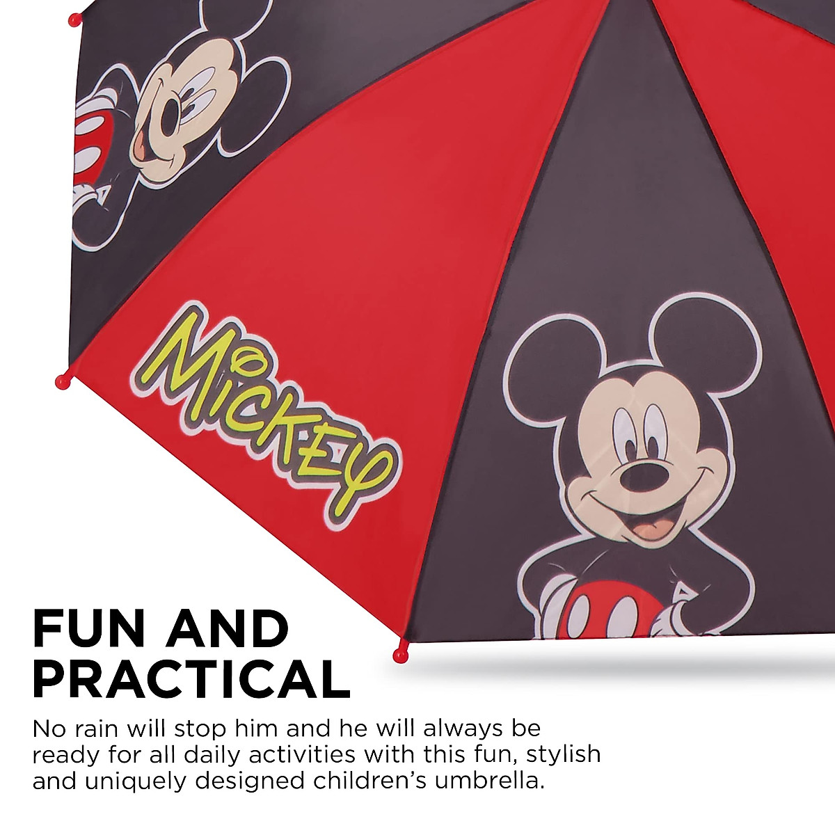 Disney Boys Umbrella and Poncho Raincoat Set, Mickey Mouse Kids Rain Wear For Kids Ages 6-7