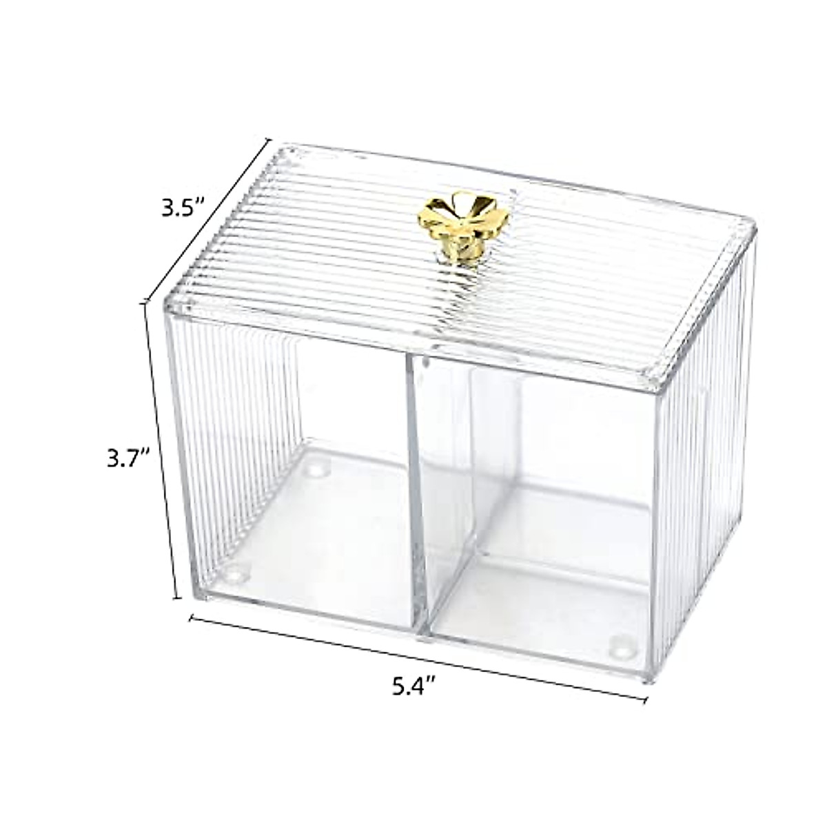 2PCS 2 Slot Qtip Holder Jar, Plastic Cotton Swab Dispenser Box with Lid Qtip Storage Box for Bathroom Home Storage Organizer(Black,Gold)