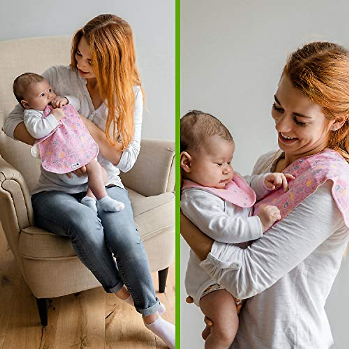 Organic Burp Cloths, 3-Pack of Double Layered Organic Cotton Burp Cloths Boy, Baby Girl Burp Cloths MADE IN EU, Absorbent Burp Clothes Unisex, Soft & Cosy Cotton Burp Cloth, Quick Drying Burping Cloth