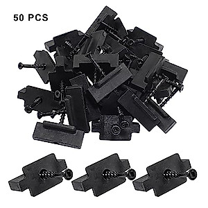 LifCratms 50Pcs Hidden Fasteners Clips for Deck Fastening, Black Nylon Plastic T Clips with Metal Screws for Composite Decking Boards Universal Deck Fastener Clips System