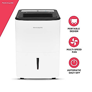 Frigidaire FFAP5033W1 Dehumidifier, High Humidity 50 Pint Capacity with Built-In Pump and a Easy-to-Clean Washable Filter, in White
