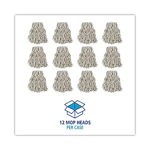 Boardwalk® Banded Cotton Mop Heads, #24, White, Pack Of 12