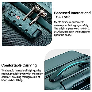 Hanke 26 Inch Luggage Large Suitcase With Spinner Wheels Tsa Luggage Suitcases Traveler's Choice Hard Case Luggage For Women & Men Rolling Checked Luggage（Blackish Green）