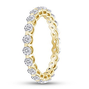 SAVEARTH DIAMONDS 1 1/5 cttw 2.5MM Round Cut Lab Created Moissanite Diamond Eternity Engagement Wedding Band Ring In 10k Solid Yellow Gold Jewelry For Women (1.20 Cttw) Size-7