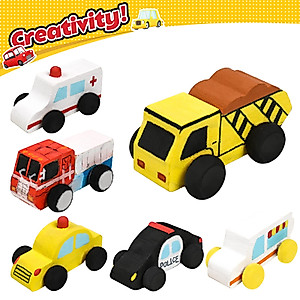 12 Pieces Unfinished Wooden Cars Wood DIY Car Toys Wood Crafts Painting Crafts Kit for Student Easy Woodworking Set Family Activities Arts and Crafts Kit for Kids