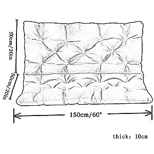 HZWDD Waterproof Bench Cushion with Backrest, 2 or 3 Seat Swing Replacement Cushions with Throw Pillow Overstuffed for Garden Patio Swing Outdoor Bench Cushions