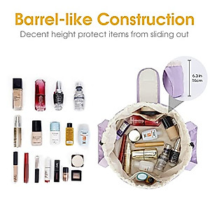 Barrel Drawstring Makeup Bag Large Cosmetic Bag Toiletry Organizer for Women (Purple)