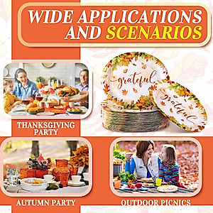 Tioncy 50 Pcs Thanksgiving Plates Thanksgiving Dinnerware 10'' x 12'' Fall Leaves Oval Plates Disposable Dinner Plates Bulk Fall Decoration Gift Disposable Paper Plates Set for Autumn Birthday Party