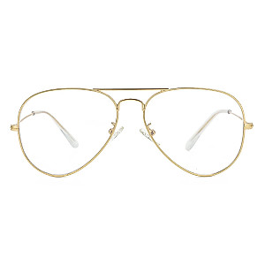 JOVAKIT Aviator Clear Lens Glasses for Women Men Non-prescription Eyeglasses Blue Light Blocking Lens Metal Frame (Gold)