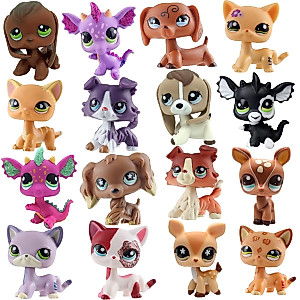 Arkindy 4PCS Random LPS Collie Cocker Spaniel Great Dane Dog Deer Shorthair Kitten Cat Dragon Beagle Husky Pet Shop Animal Action Figures Kids Boys Girls Gift