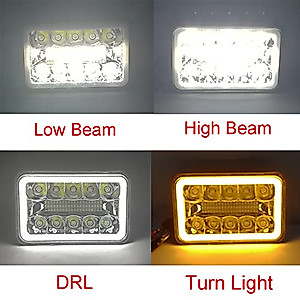 AMUNIESUN 4PCS 4X6 Inch LED Halo Headlights Sealed Beam DRL Turn Light Compatible With Chevy Suburban C10 C20 K10 K30 K5 Blazer (1981-1987) H4651 H4642 H4652 H4656 H4666 H4668 H6545 Replacement