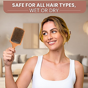 SHASH Since 1869 Made in Germany Wooden Paddle Brush - Gently Detangles, Styles, Conditions Hair with Minimal Frizz and Breakage - Safe for All Hair Types, Wet or Dry - Eco-Sourced Wood