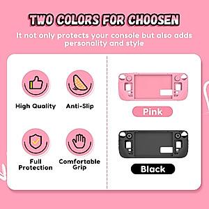 IINE Protective Case for Steam Desk OLED, Steamdesk OLED Silicone Cover Case, 9-in-1 Protective Silicone Shell with Anti-Scratch Cover Protector, Steam Deck OLED Accessories Set,Pink