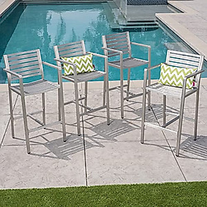 Christopher Knight Home Tammy Coral Outdoor Silver Rust-Proof Aluminum 29.50 Inch Barstools (Set of 4)