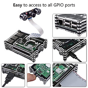 Smraza Raspberry Pi 3 B+ Case with Fan, 5V 2.5A Power Supply and 3 Heat Sinks for Raspberry Pi 3 Model B+ (B Plus), 3B, 2B