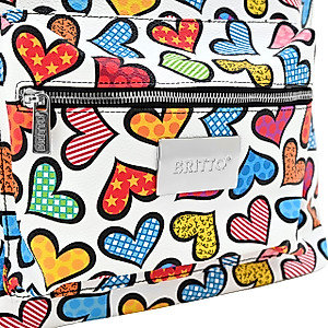 BRITTO Romero Vegan Leather Large Backpack, Hearts