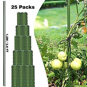 Xiny Tool Garden Stakes, 25 Pack 4 Ft Steel Plant Garden Tomato Stakes with Plastic Coat for Climbing Plants (25 Pack 48 Inch)