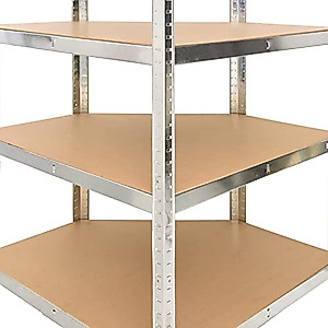 Tidyard 4-Layer Corner Shelf Steel Engineered Wood Storage Organizer Shelves Display Rack Silver for Kitchen, Bathroom, Warehouse, Basement, Laundry 29.5 x 29.5 x 63 Inches (L x W x H)