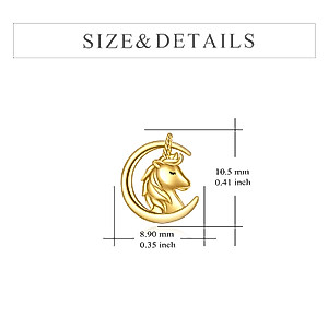 KECHO 14k Gold Unicorn Earrings Solid Gold Animal Moon Stud Earrings for Women Real Gold Jewelry Gifts for Her
