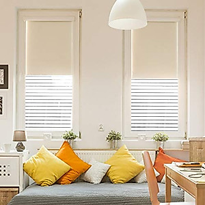 Viseeko Window Privacy Film: Blinds Frosted Glass Window Film Stripe Patterns Window Frosting Film Non-Adhesive See Out Not in Static Cling Glass Film for Bathroom Home Office Kids Study Meeting Room