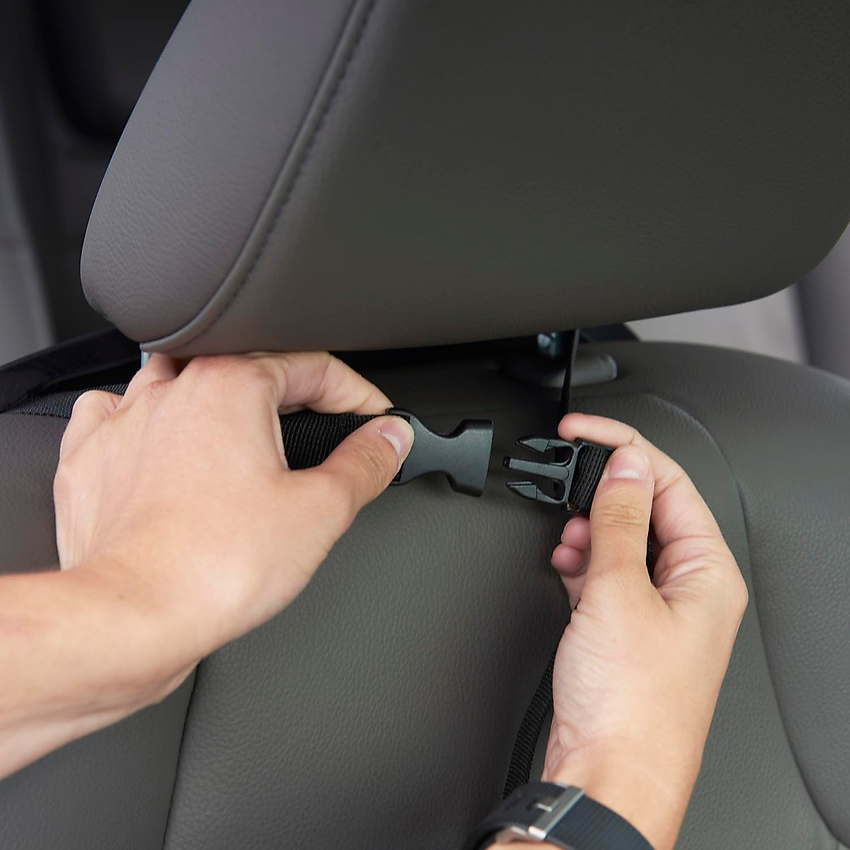 Evenflo Deluxe Car Backseat Organizer with Clear Pocket (Grey Melange)