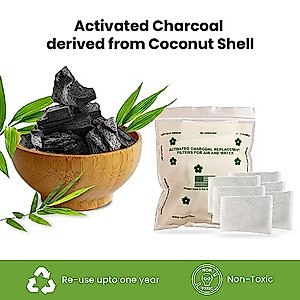 Green Piece - Overstuffed and Double Sized - All Natural Baby Diaper Pail Deodorizer Activated Charcoal ((Pack of 6) 3" X 3")