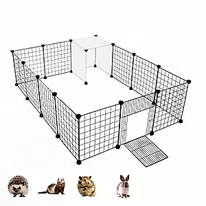 Kilodor Pet Playpen, Small Animal Cage Indoor with Door, 16 Panels DIY Metal Yard Fence, Indoor House for Guinea Pig, Kitten, Rabbit, Bunny, Puppy