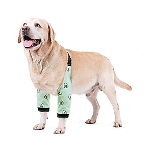 HDKUW Dog Elbow Protector, Dog Leg Recovery Sleeve for Prevent Licking Wound, Joint Sleeves with Mesh Pad for Medium Large Dogs Thickened Avocado 2XL