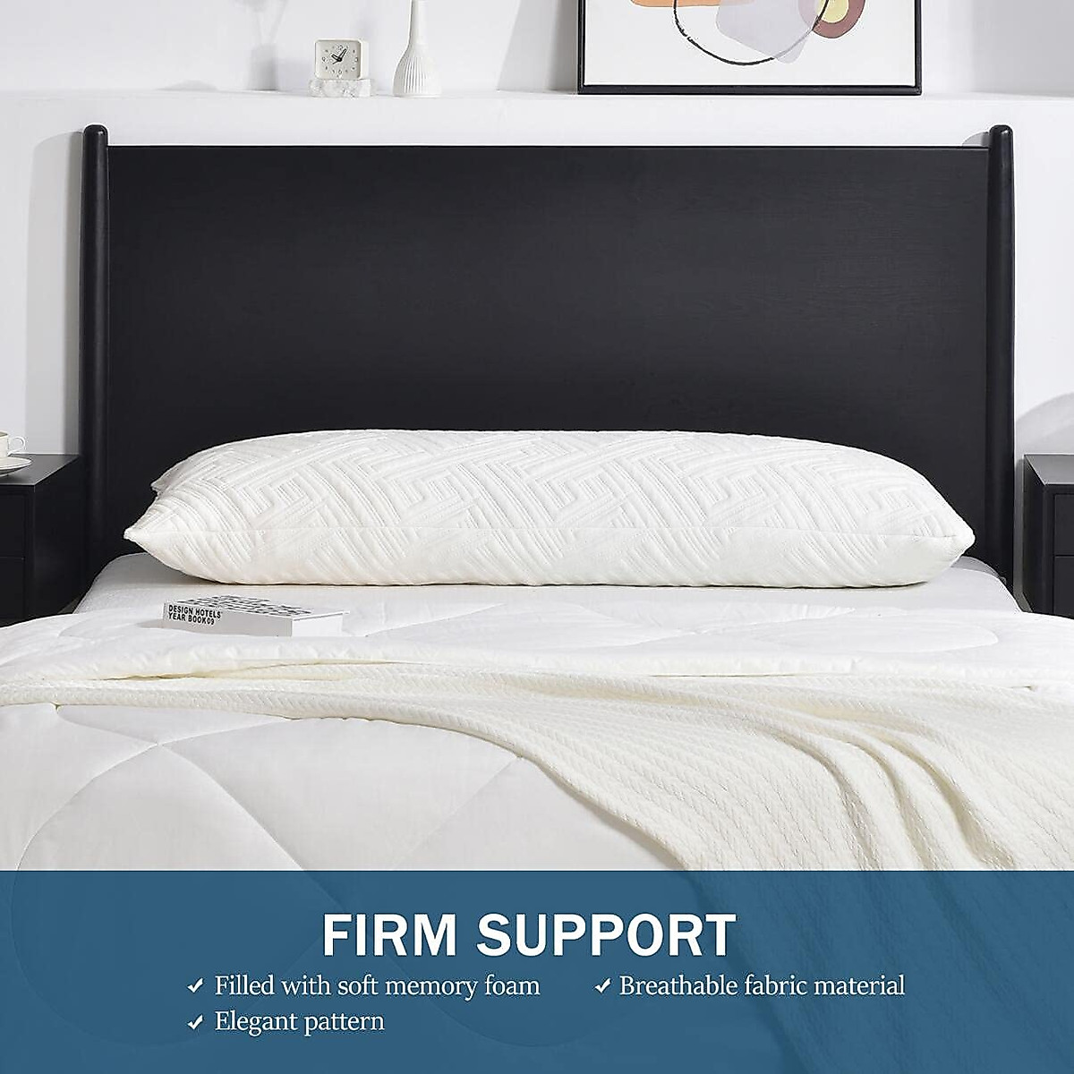 downluxe Memory Foam Body Pillows for Adults - Full Body Pillow for Side and Back Sleepers, 20 x 54, White