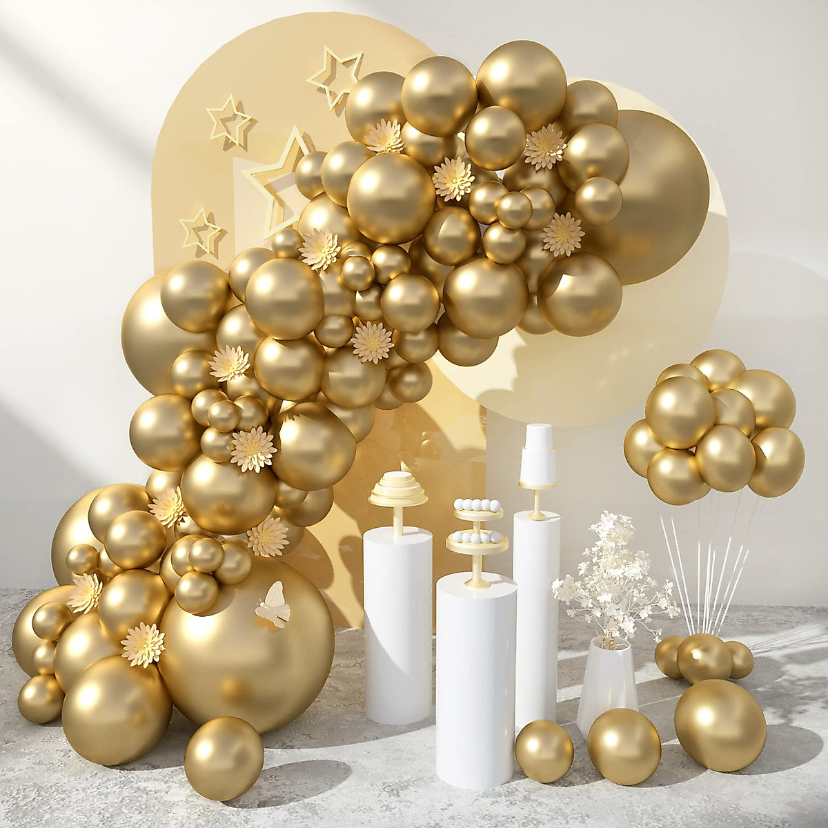 Henviro Metallic Gold Party Balloons - 100 Pcs 5/10/12/18 Inch Balloons Helium Quality Latex Balloons As Birthday Party Balloons/Graduation Balloons/Valentines Day Balloons/Baby Shower/Wedding